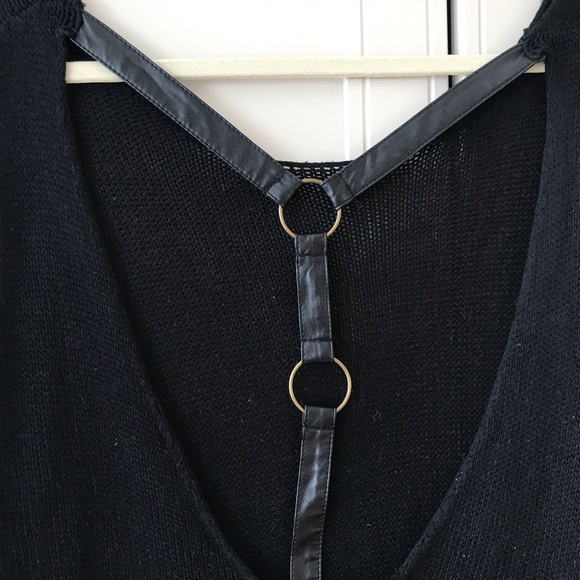 AKIRA | Sweaters | Oversized Sweater With Open Back Leather Detail ...